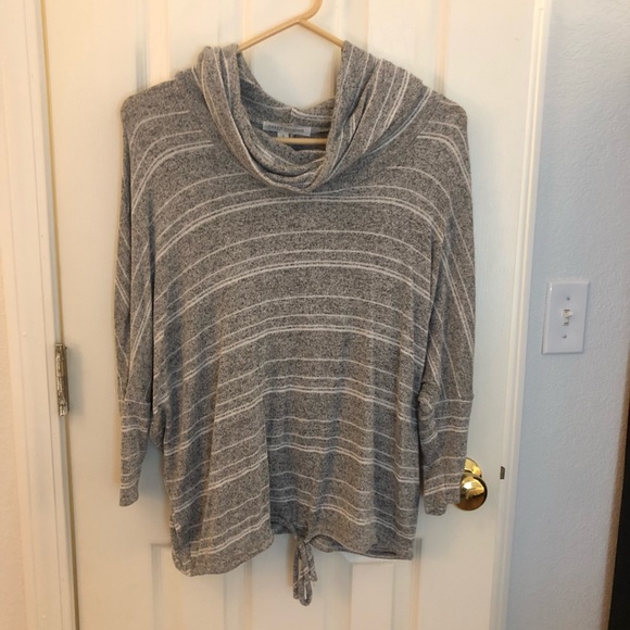 Green Envelope | Sweaters | Slouchy Striped Grey Cowl Neck Sweater ...